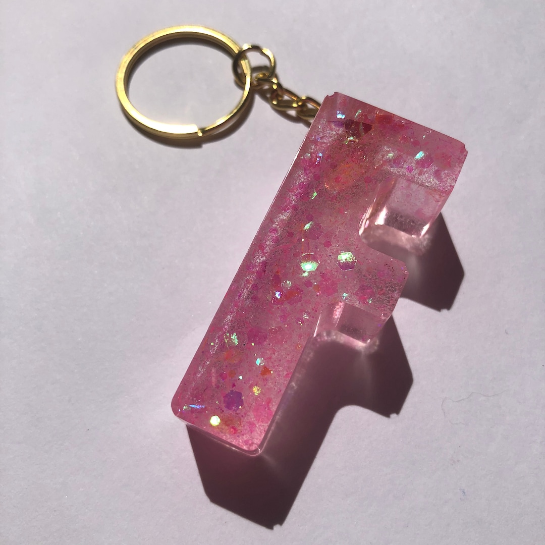 Pink F Keychain | Resin Keychain | Letter Keychain | Handmade Gifts - Etsy