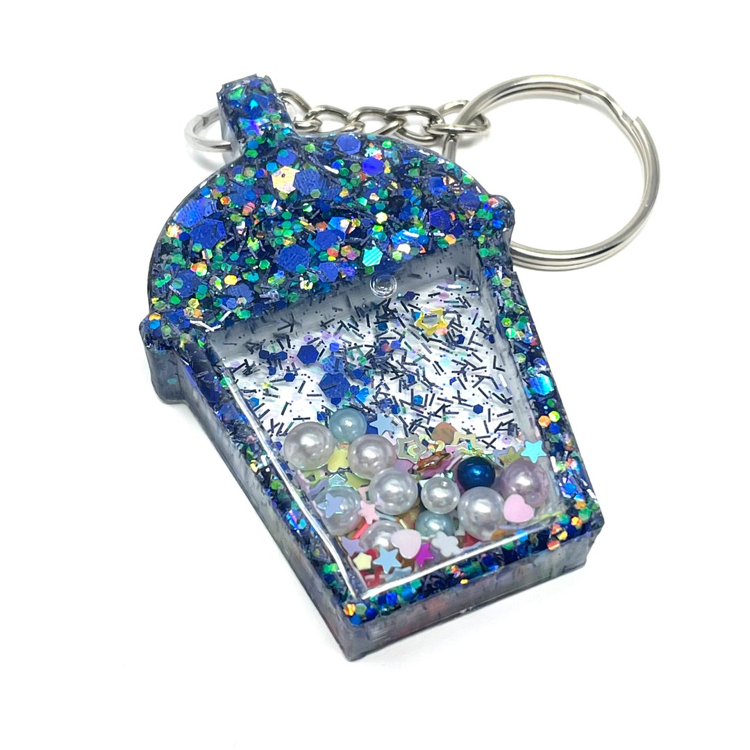 Holographic Blue Boba Shaker Keychain Bubble Tea - Etsy