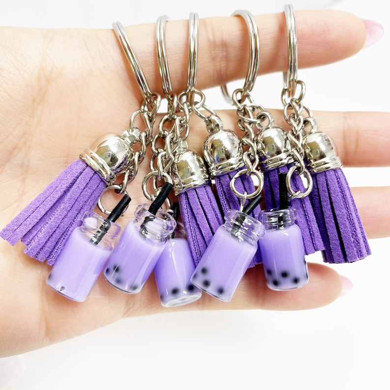 Purple Bubble Tea Keychains | Boba Tea | Milk Tea | Taro| Handmade - Etsy