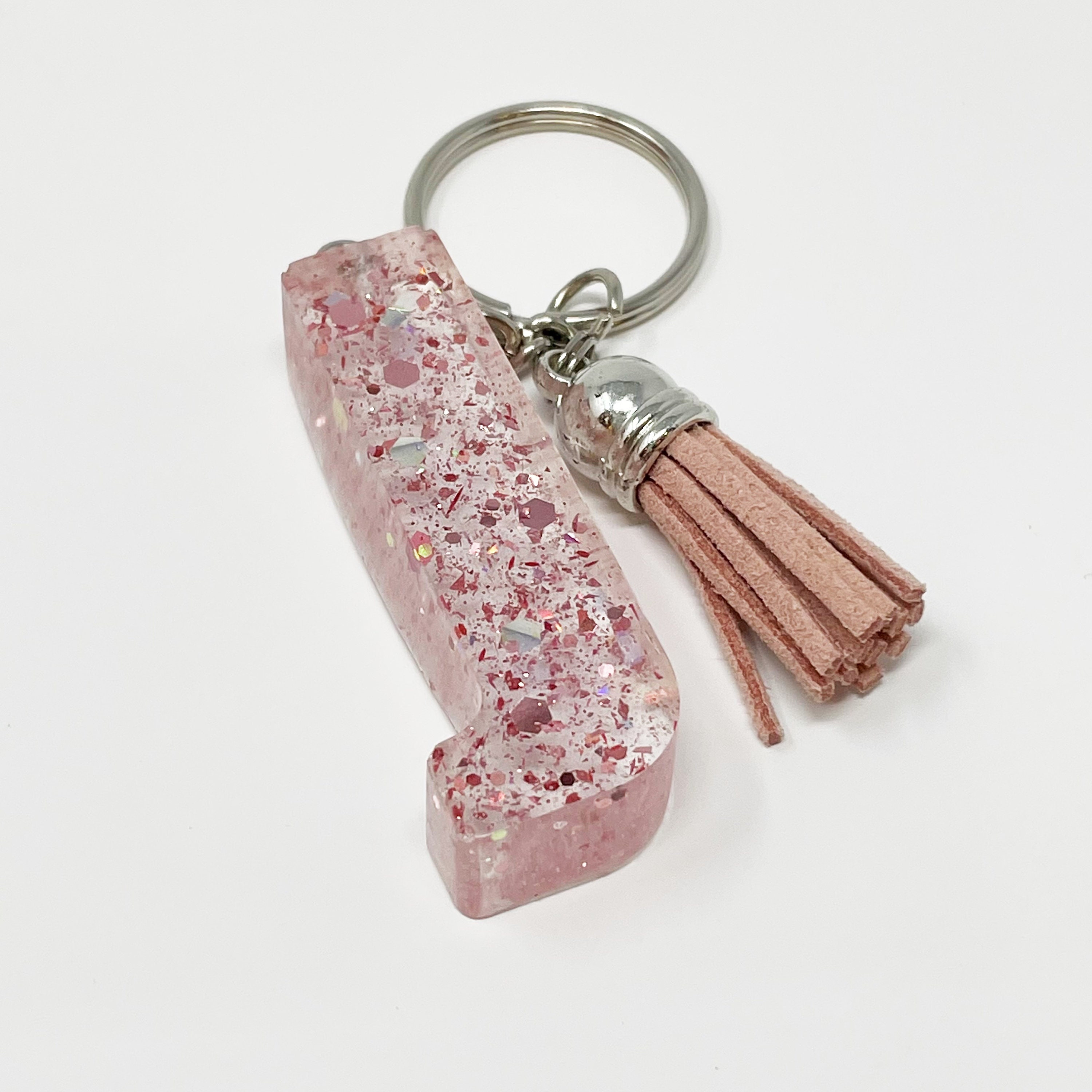 Pink J Keychain Resin Keychain Letter Keychain Handmade - Etsy