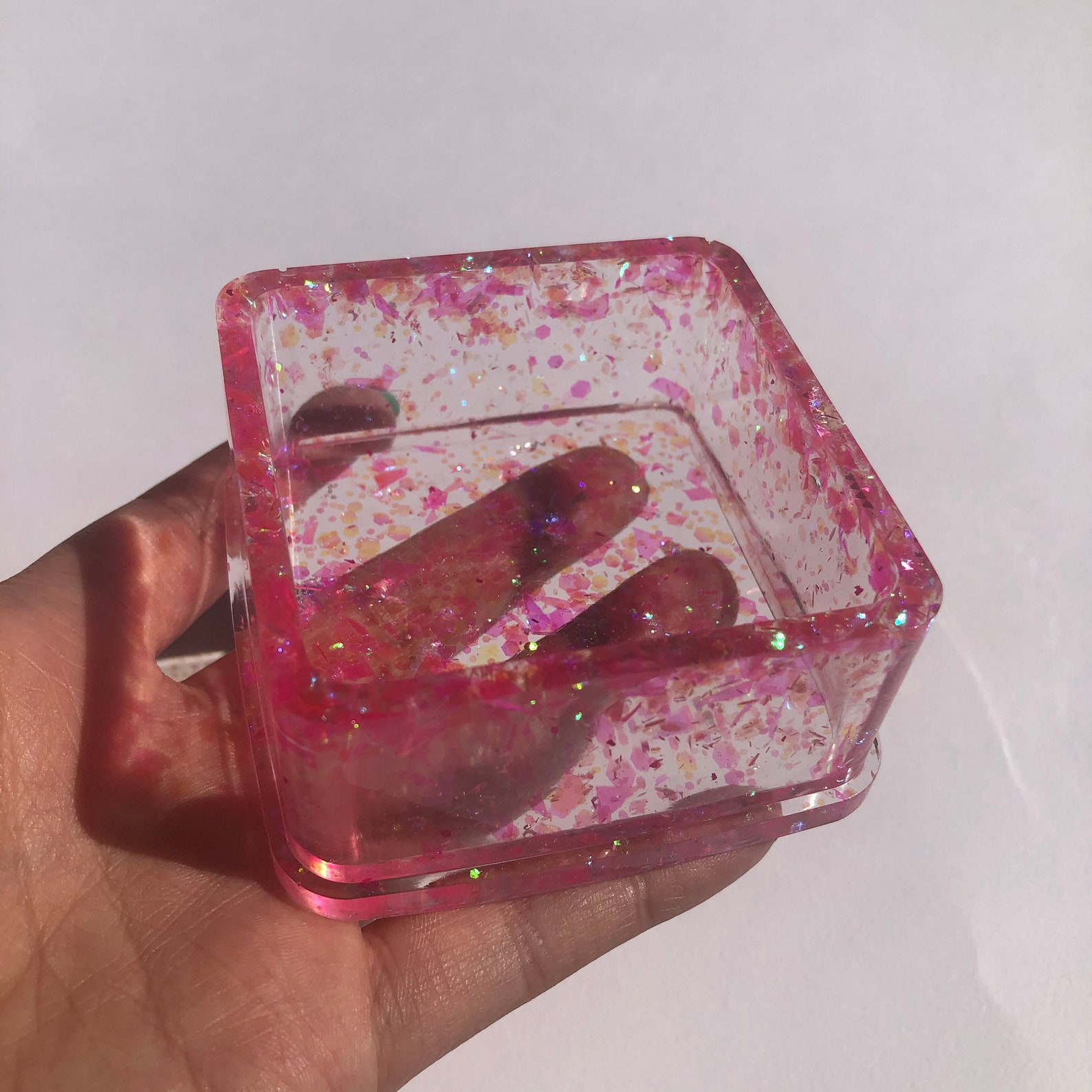 Light Pink Square Jewelry Box Resin Box Handmade - Etsy