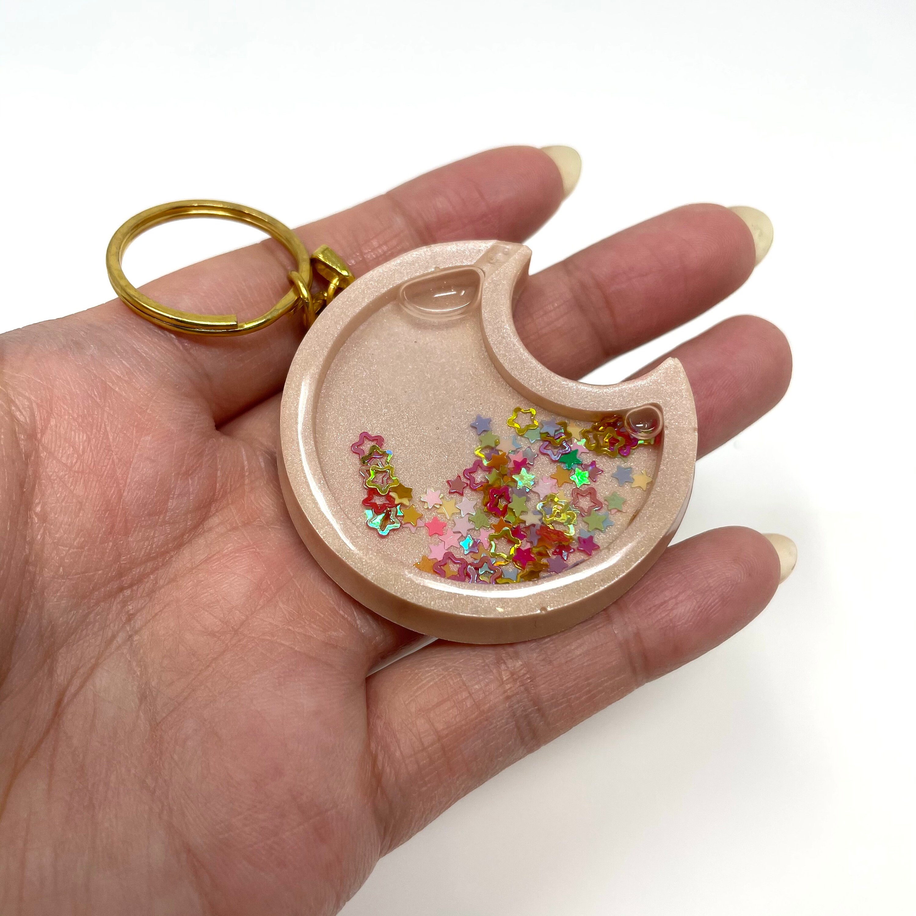 Beige Moon Shaker Keychain Resin Shaker Keychain Handmade | Etsy