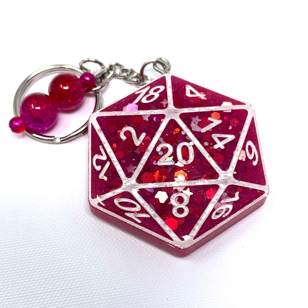 Pink D20 Keychain Dnd Gamer Gifts Stranger Things Handmade - Etsy