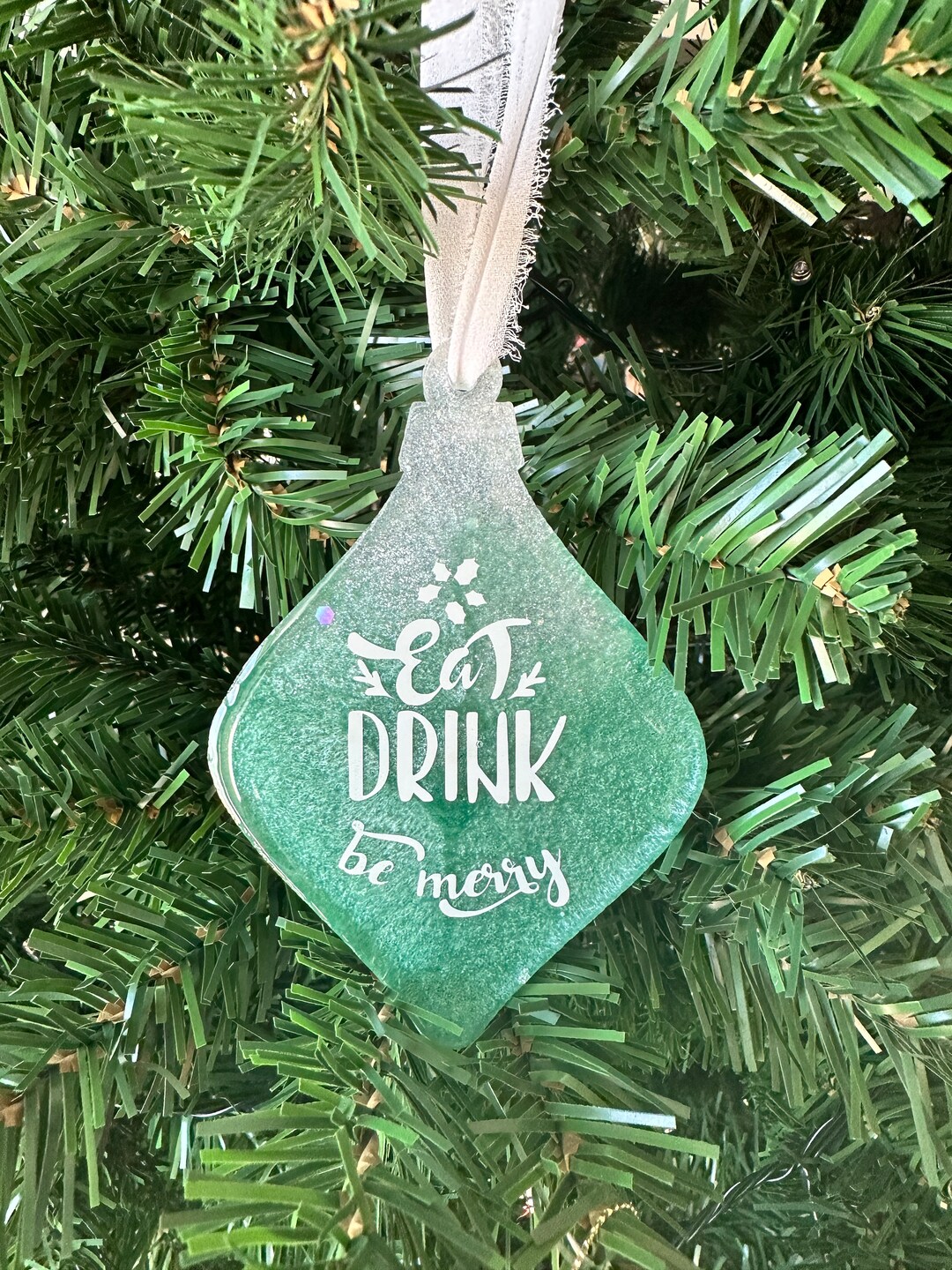 Eat Drink and Be Merry Green Ornament | Winter | Christmas | Holiday ...
