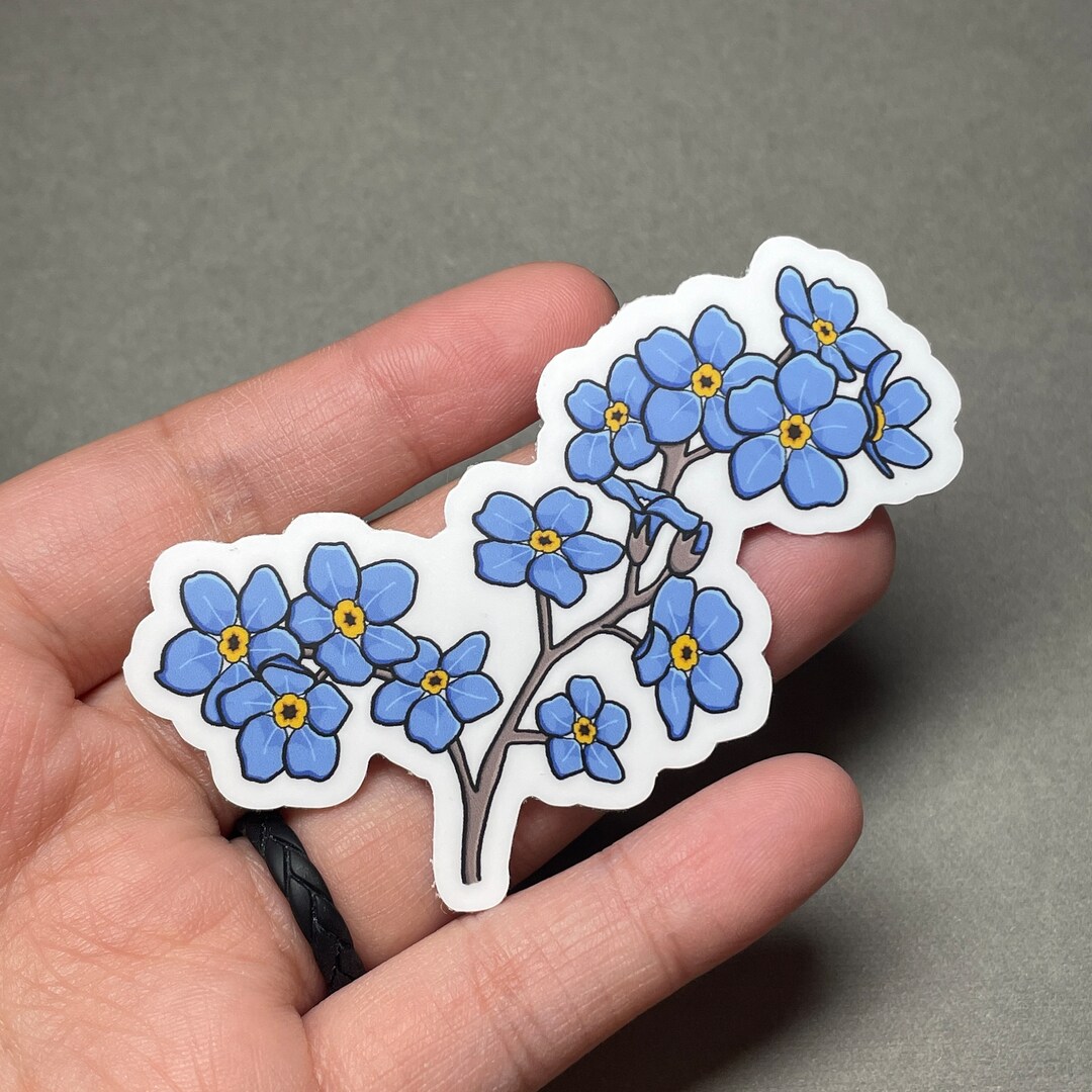 Forget Me Not Sticker Myosotis Arvensis Silk Tree Illustrations Wall ...