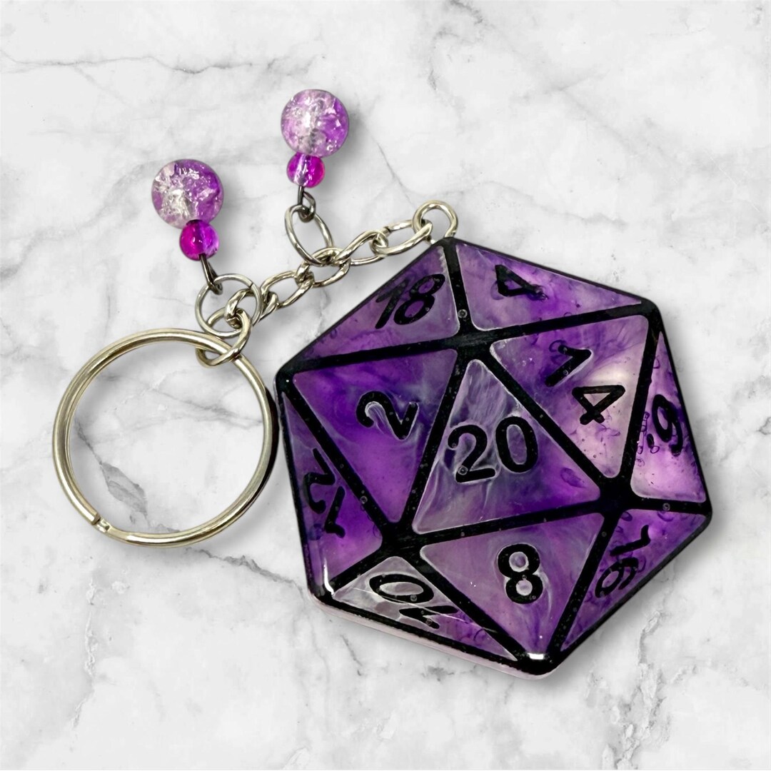 Purple D20 Keychain | Dnd | Gamer Gifts | Stranger Things | Handmade - Etsy