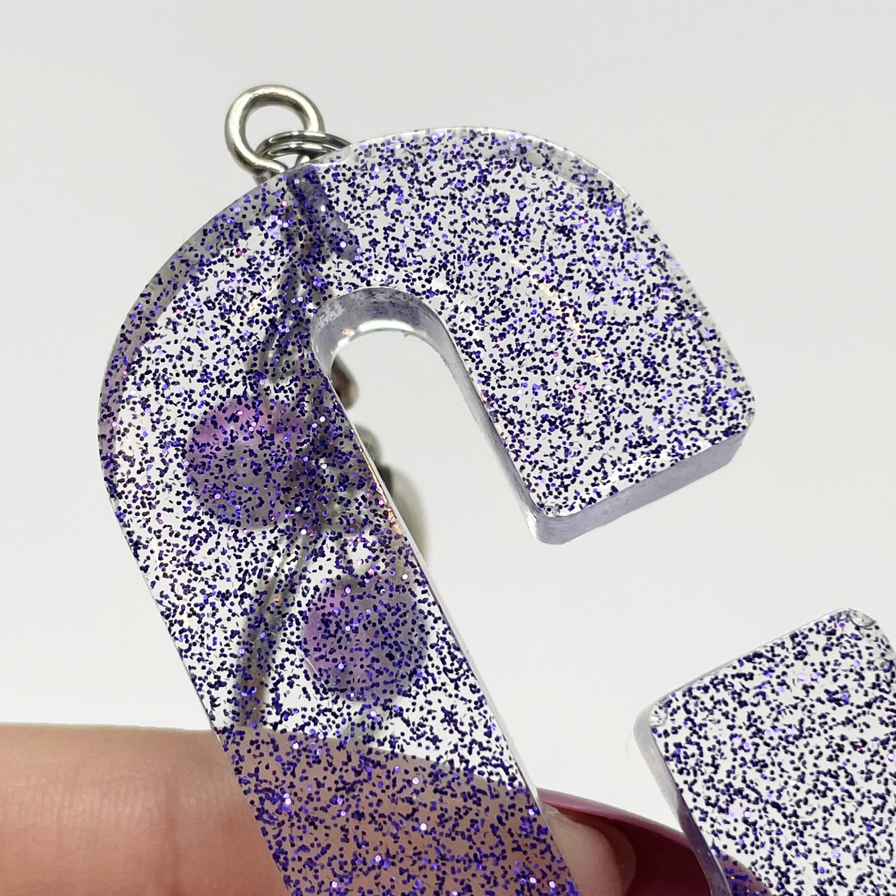 Purple C Keychain Resin Keychain Letter Keychain | Etsy