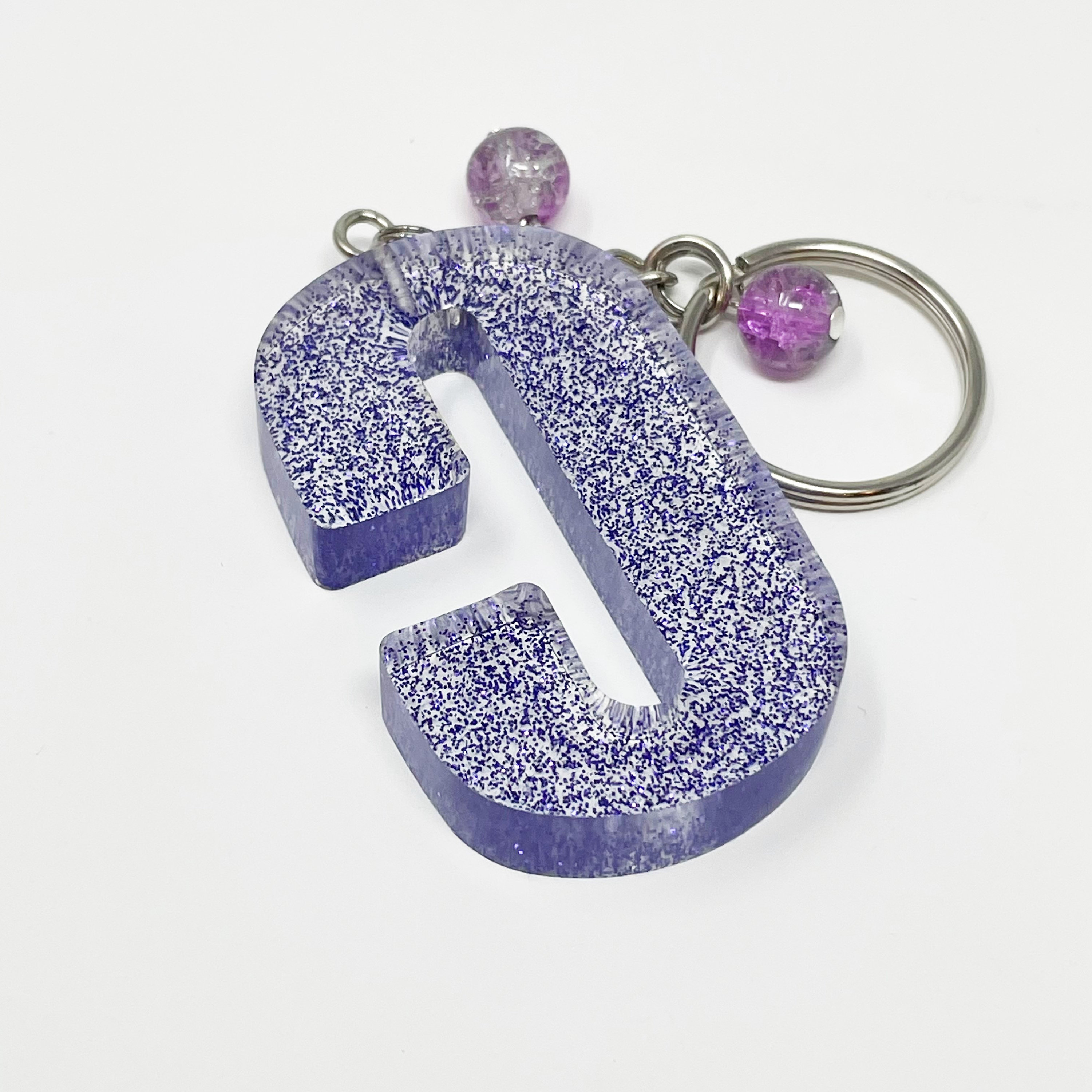 Purple C Keychain Resin Keychain Letter Keychain | Etsy