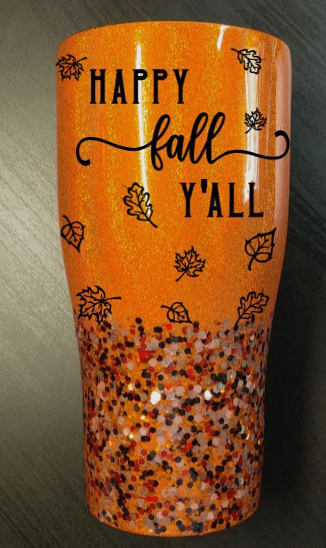 Happy Fall Glitter Tumbler Holographic Burnt Orange With - Etsy