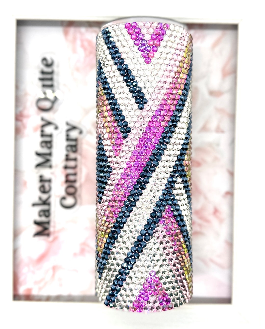 Pink Crystal Rhinestone Tumbler Diamond Stripe Glass Crystal Cup-ready ...