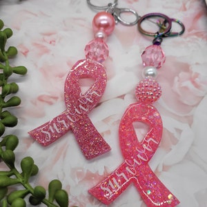 Awareness Ribbon Key Chain Breast Cancer Survivor Pink Ribbon ...