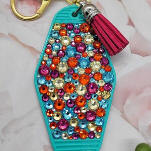 Retro Hotel Key Rhinestone Keychain, Bling Purse Tag, Personalized Gift ...