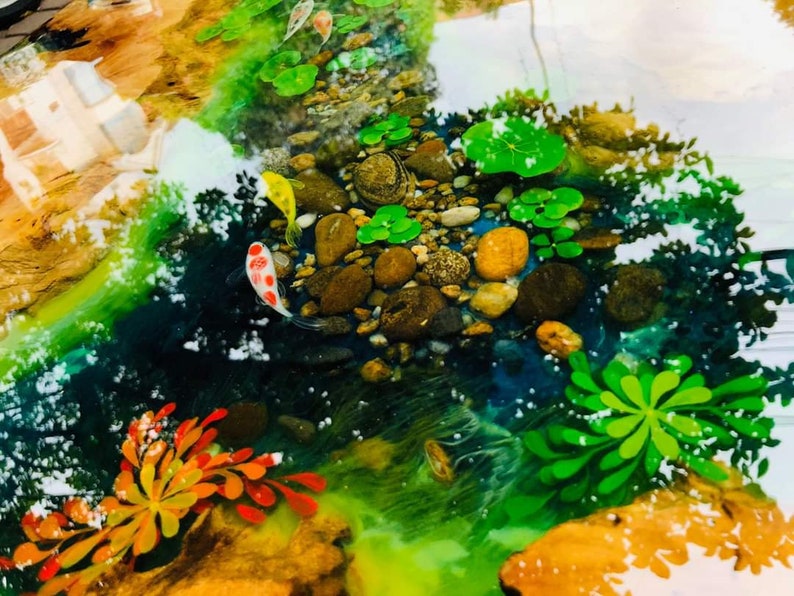 Custom Koi Fish Resin Epoxy Coffee Table Rectangle Resin | Etsy