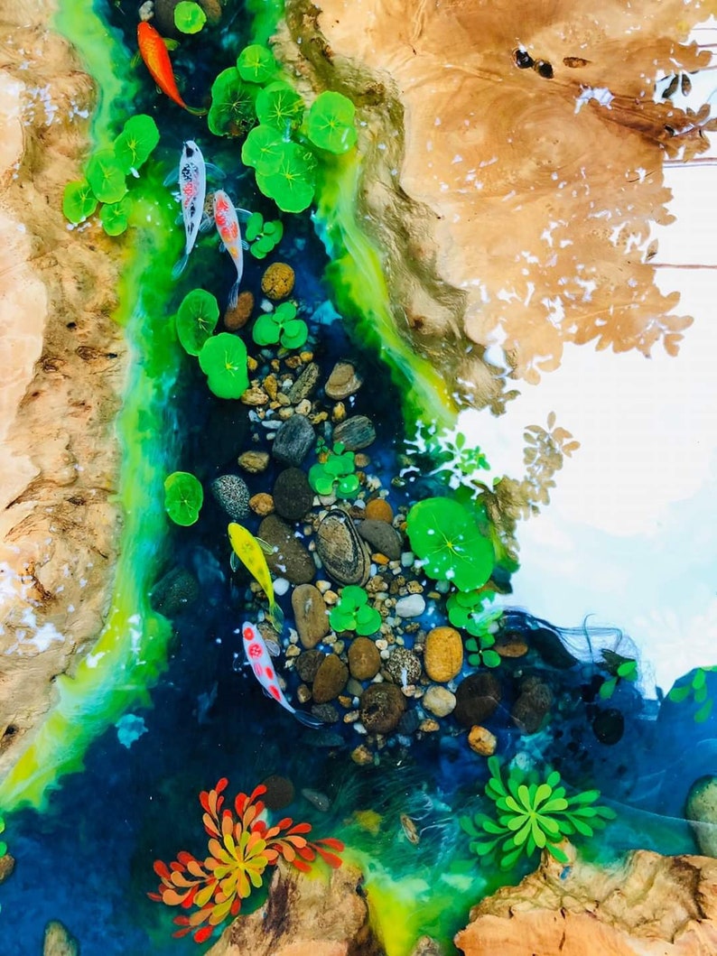 Custom Koi Fish Resin Epoxy Coffee Table Rectangle Resin | Etsy