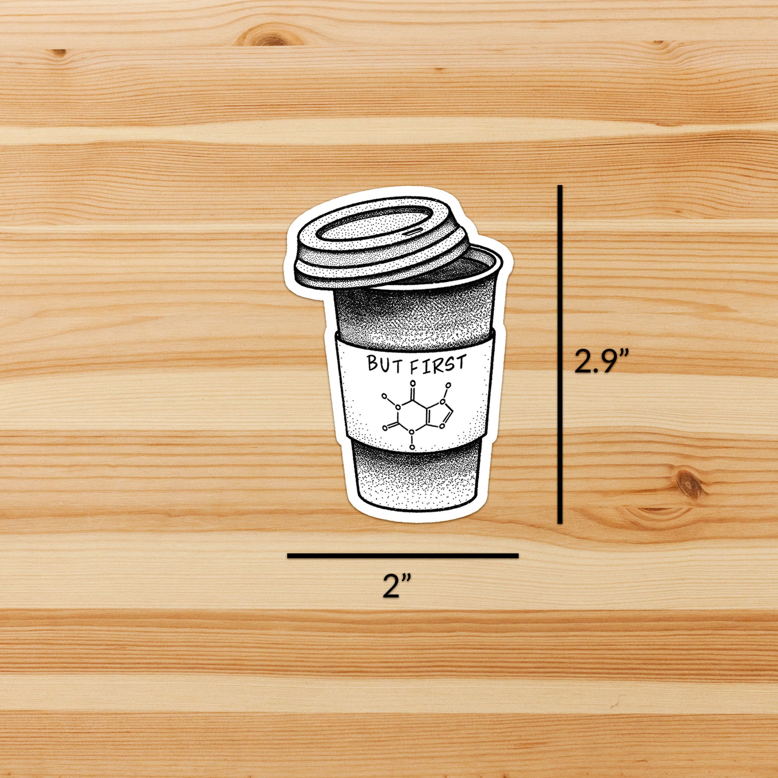 Coffee Cup Sticker Caffeine Molecule Sticker Die Cut Vinyl Sticker ...