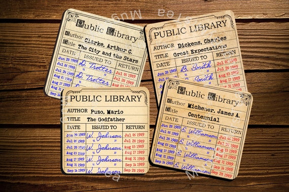 Library Card Coaster Personalized Gift Set of 4 or More | Etsy