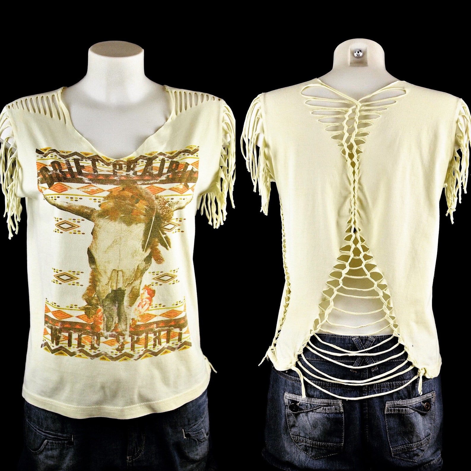 Cut western style T-shirt Creation | Etsy