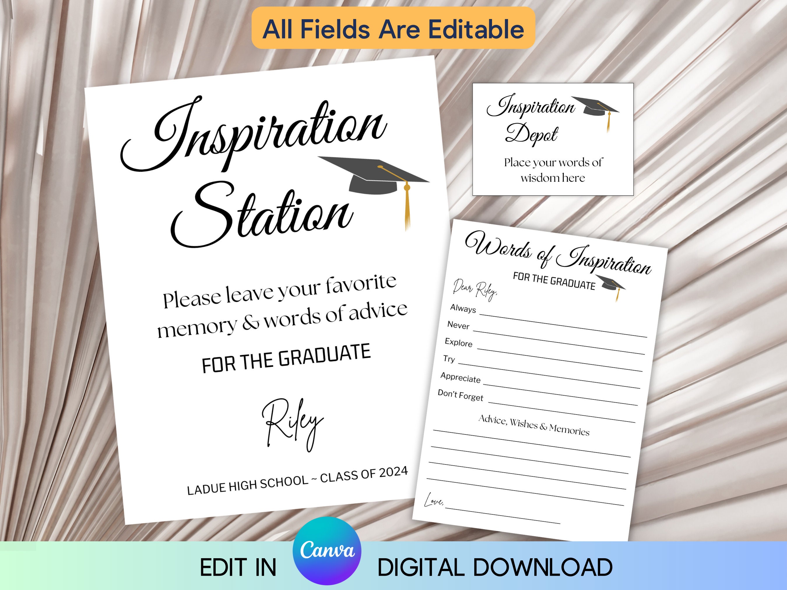 Graduation Advice Cards and Sign, Printable Graduation Advice Cards ...