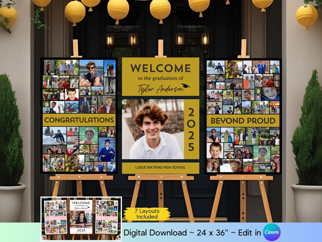 Editable Graduation Photo Welcome Sign Template Printable Poster ...
