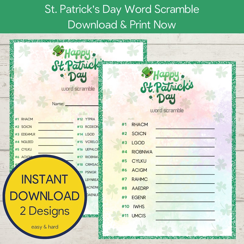 St Patricks Day Word Scramble - Etsy