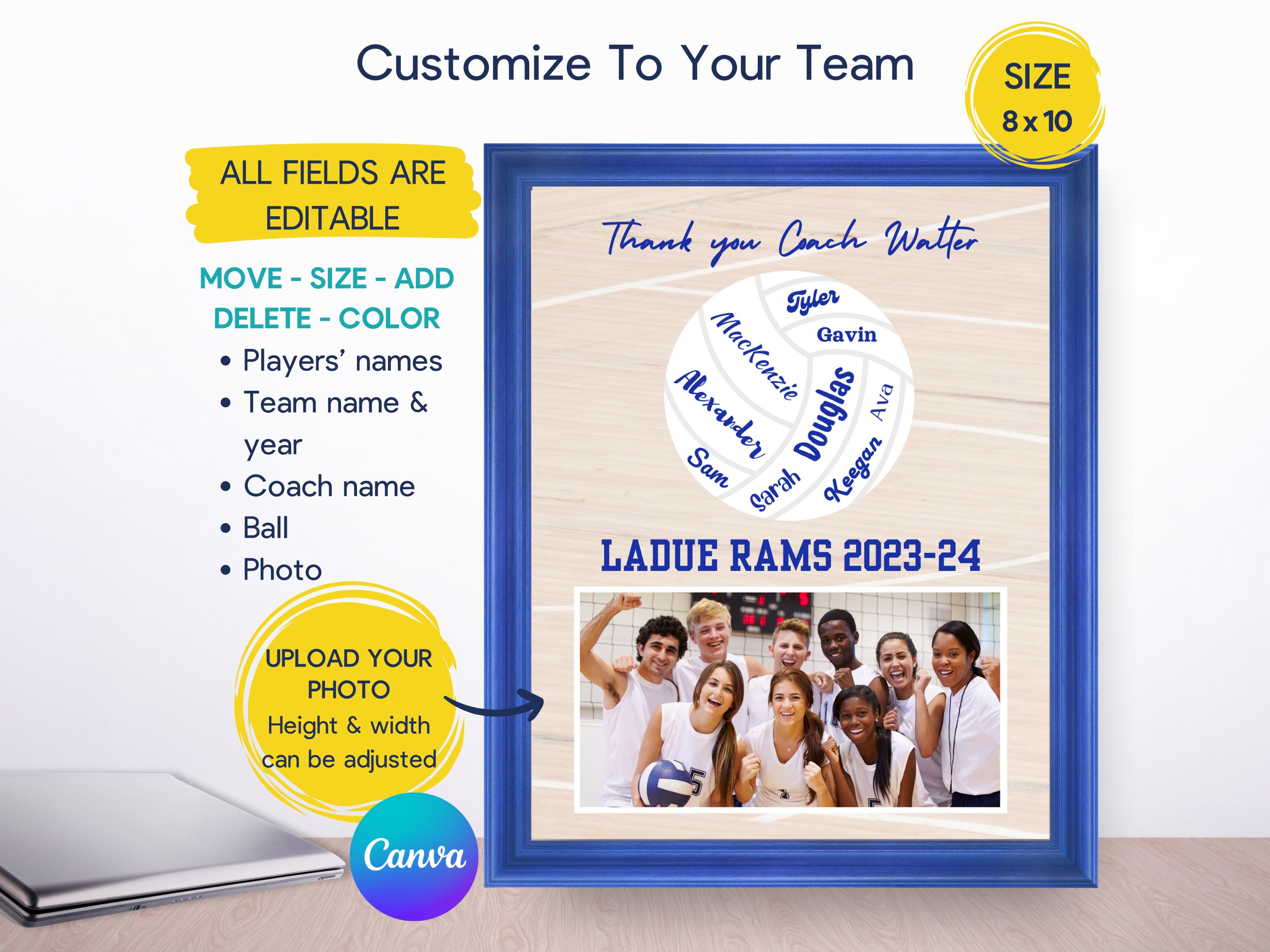 EDITABLE Volleyball Coach Gift Printable, Coach Appreciation Gift ...