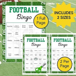 Football Bingo Game for Football Party Printable Bingo Game Day Bingo ...
