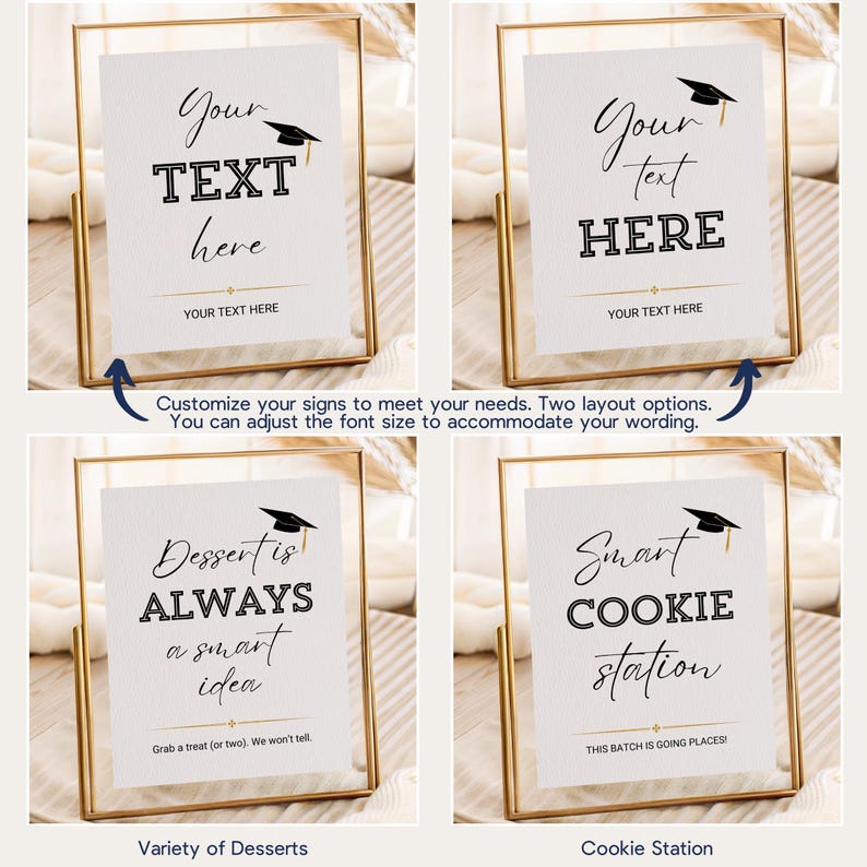 Editable Graduation Party Signs Bundle | Modern Table Decor (canva ...