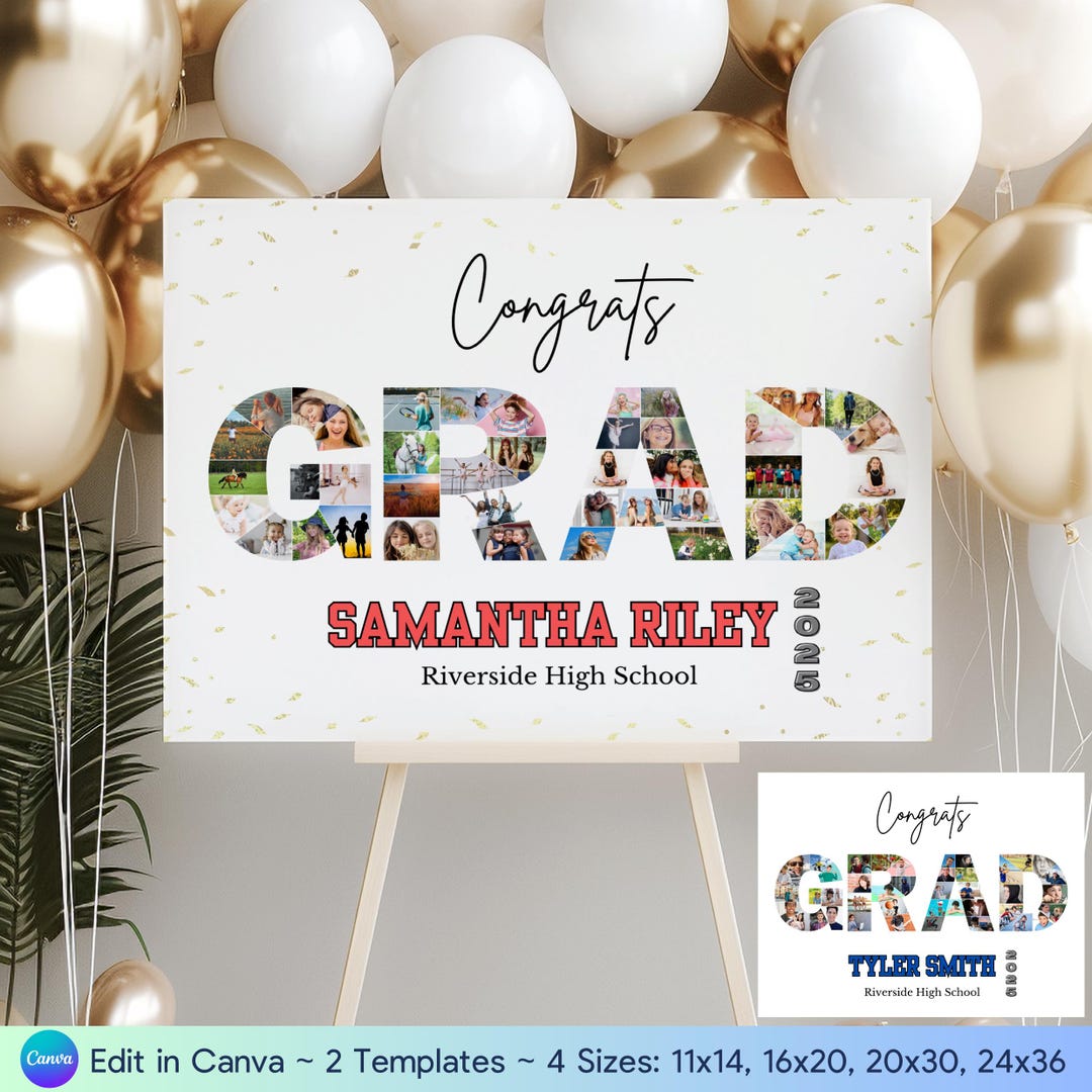Graduation Photo Collage Graduation Party Welcome Sign Class of 2025 ...