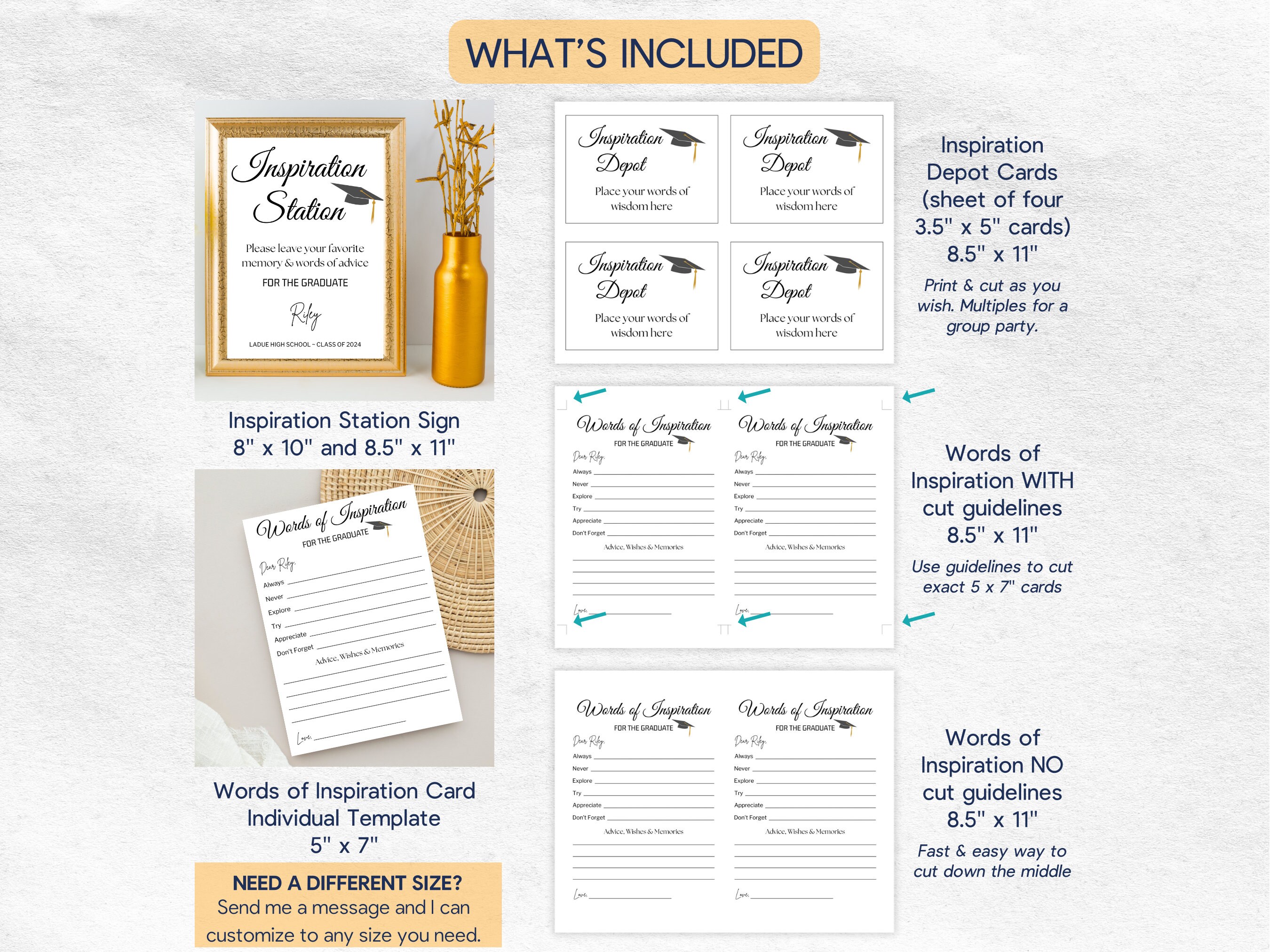 Graduation Advice Cards and Sign, Printable Graduation Advice Cards ...