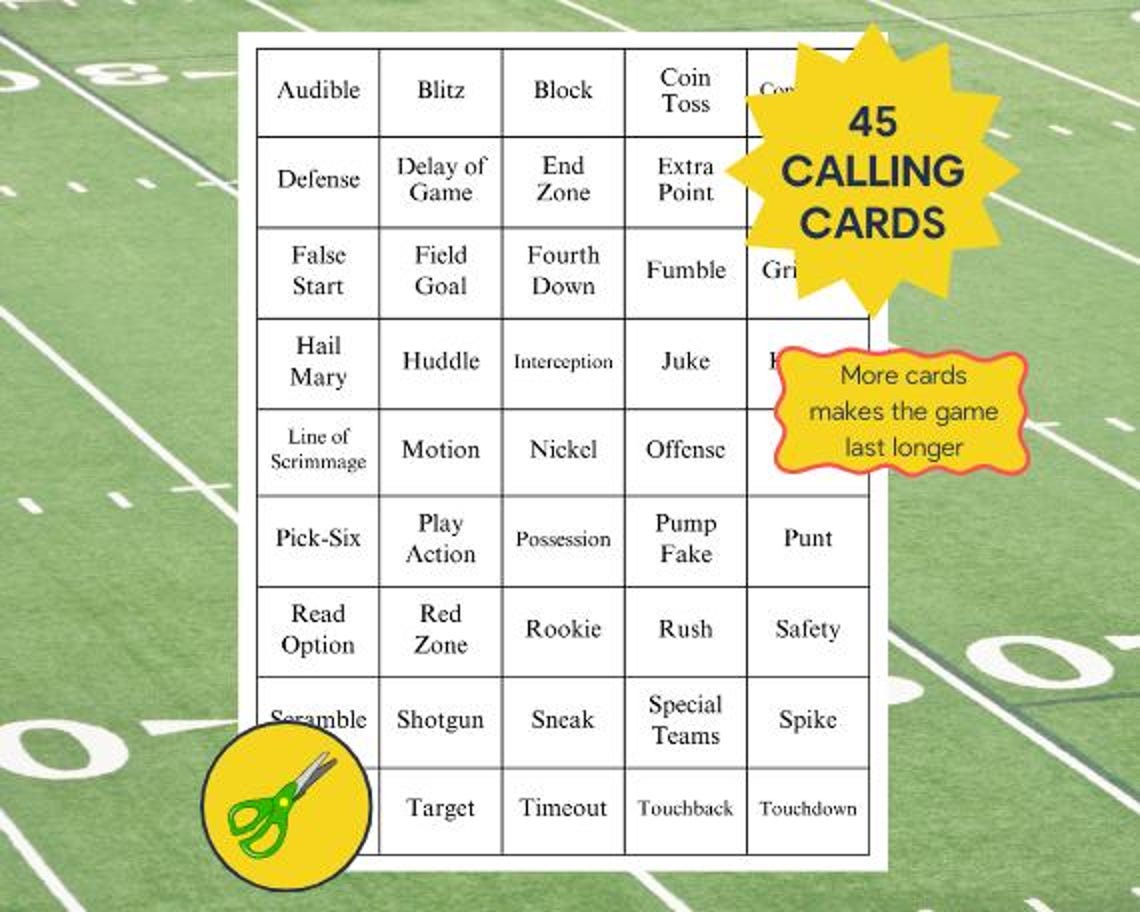 Football Bingo Game | 30 Printable Cards (digital Download) - Etsy