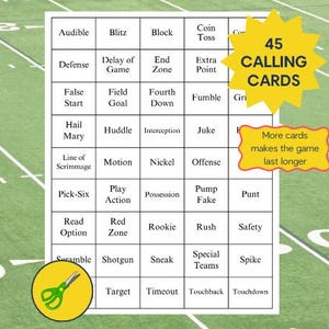 Football Bingo Game | 30 Printable Cards (digital Download) - Etsy