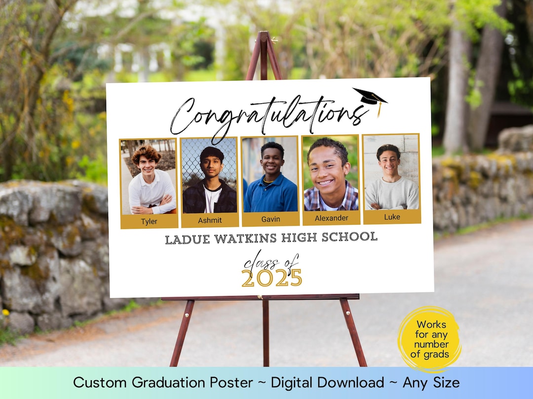 Custom Graduation Photo Poster, Multi-graduate Party Decor (digital ...