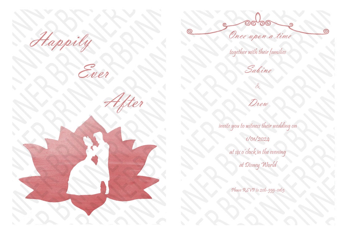 Princess and the Frog Wedding Invitation Pink - Etsy