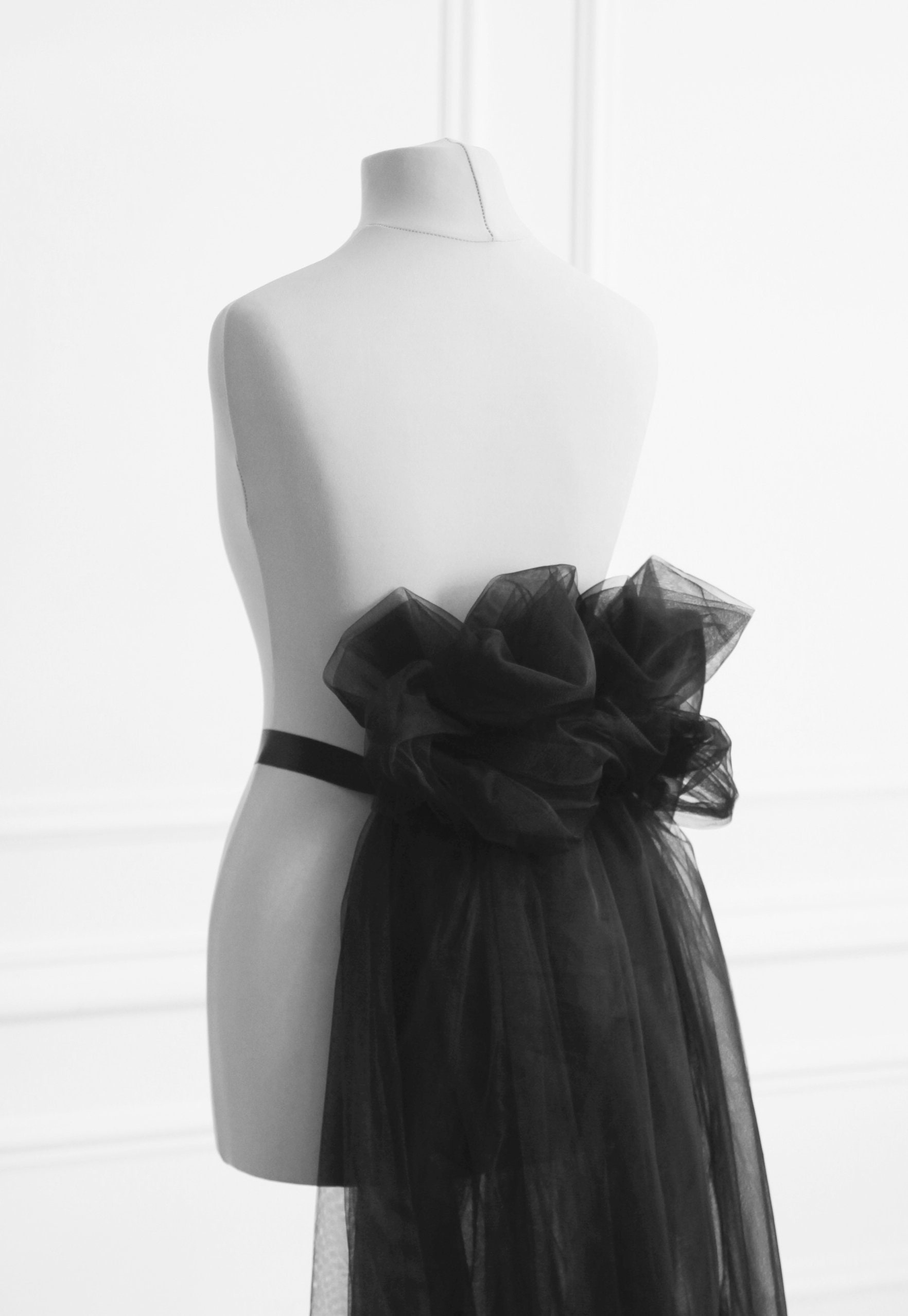Avant Garde Skirt Train Extravagant Half Overskirt Tutu Bustle Belt Detachable Train Black Belt