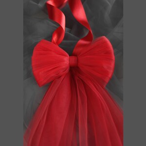 Big Red Bow Belt With Long Tail / Detachable Large Tulle Bow - Etsy