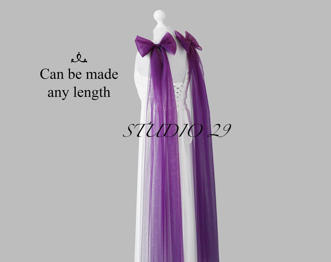 Purple Wedding Wings Veil Detachable Shoulder Bow Veil Fantasy ...