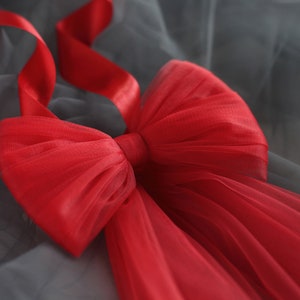 Big Red Bow Belt With Long Tail / Detachable Large Tulle Bow - Etsy
