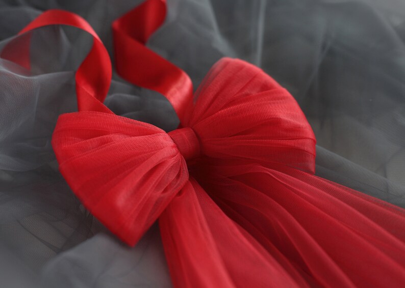 Big Red Bow Belt With Long Tail / Detachable Large Tulle Bow - Etsy