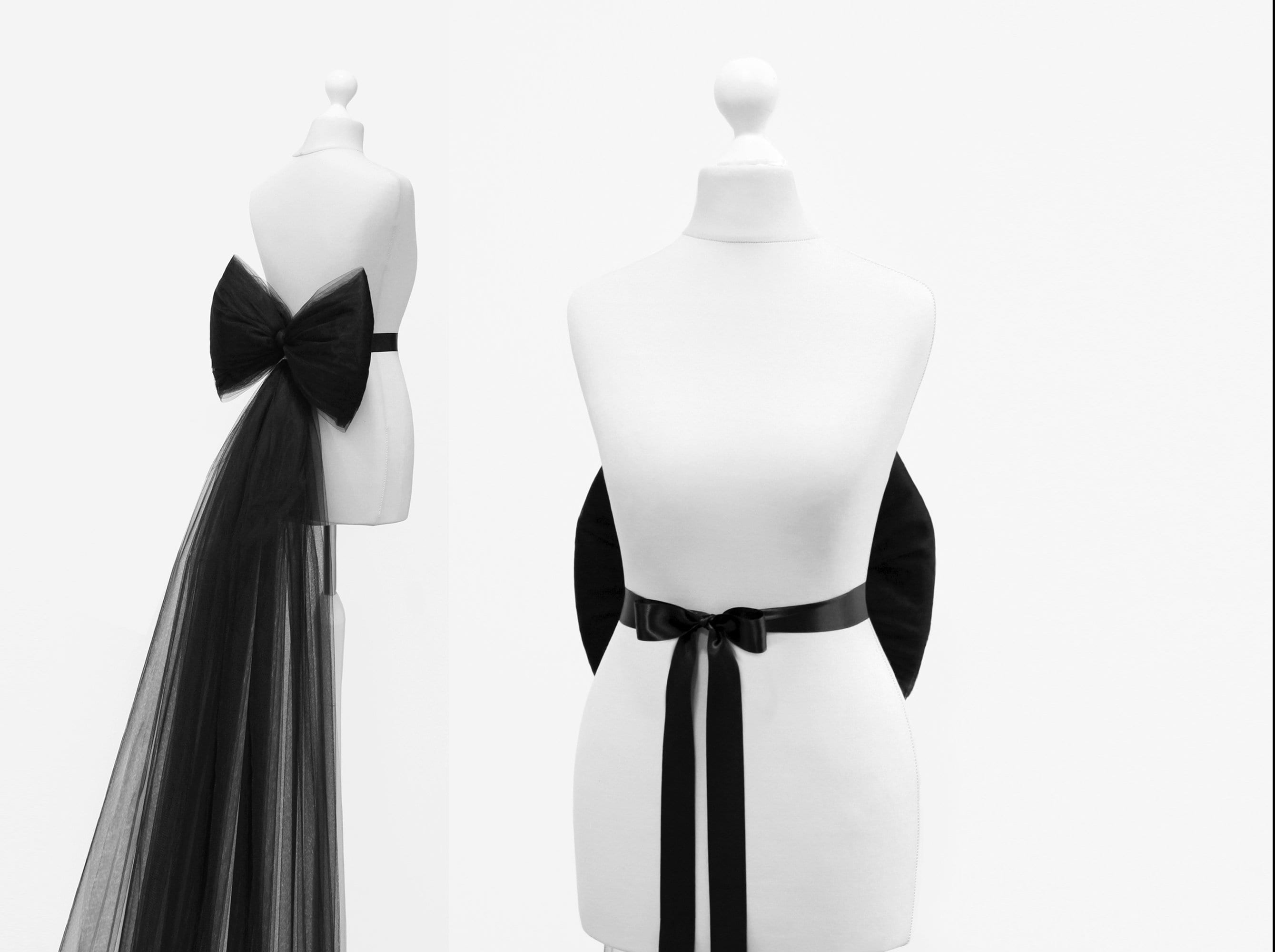 Big Black Bow Belt With Long Tail Detachable Bow Train for Wedding ...