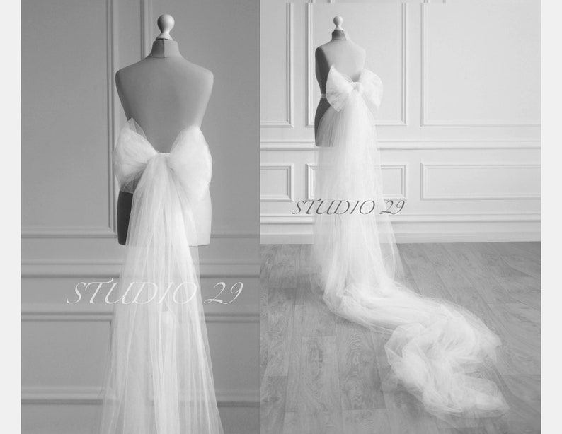 Lilac Tulle Bow Train Purple Detachable Bow Train Large Tulle Bow for ...