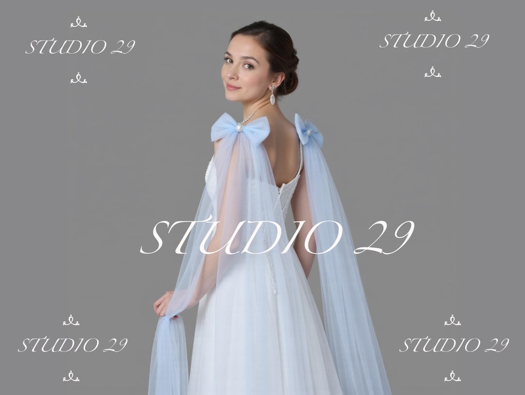 Light Blue Tulle Shoulder Bows – Dreamy Detachable Bow Wings for ...