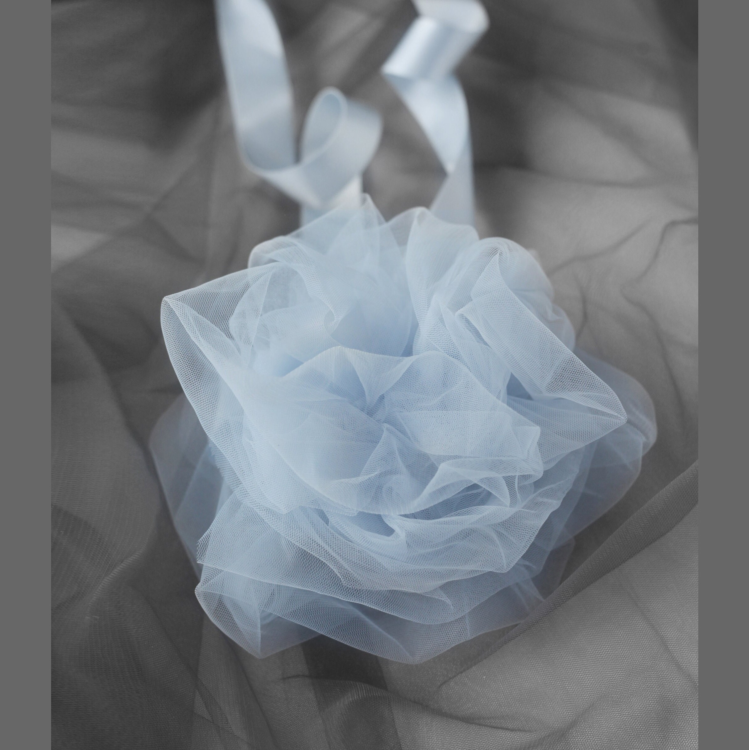 Light Blue Tulle Sheer Overlay Skirt With Train and Tulle - Etsy