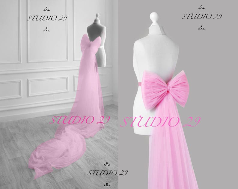 Large Pink Bow With Train for Wedding Dress - Etsy