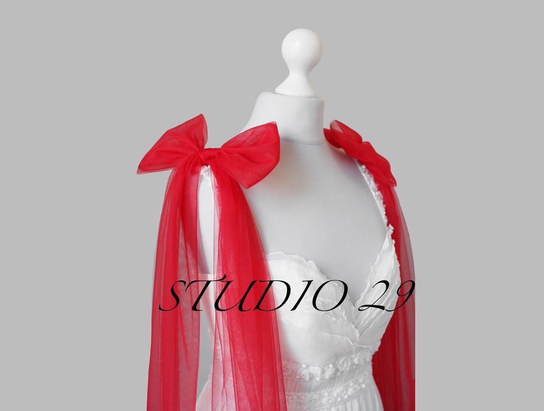 Formal Dress Bow for Shoulder. Red Tulle Removable Bows for Shoulders ...