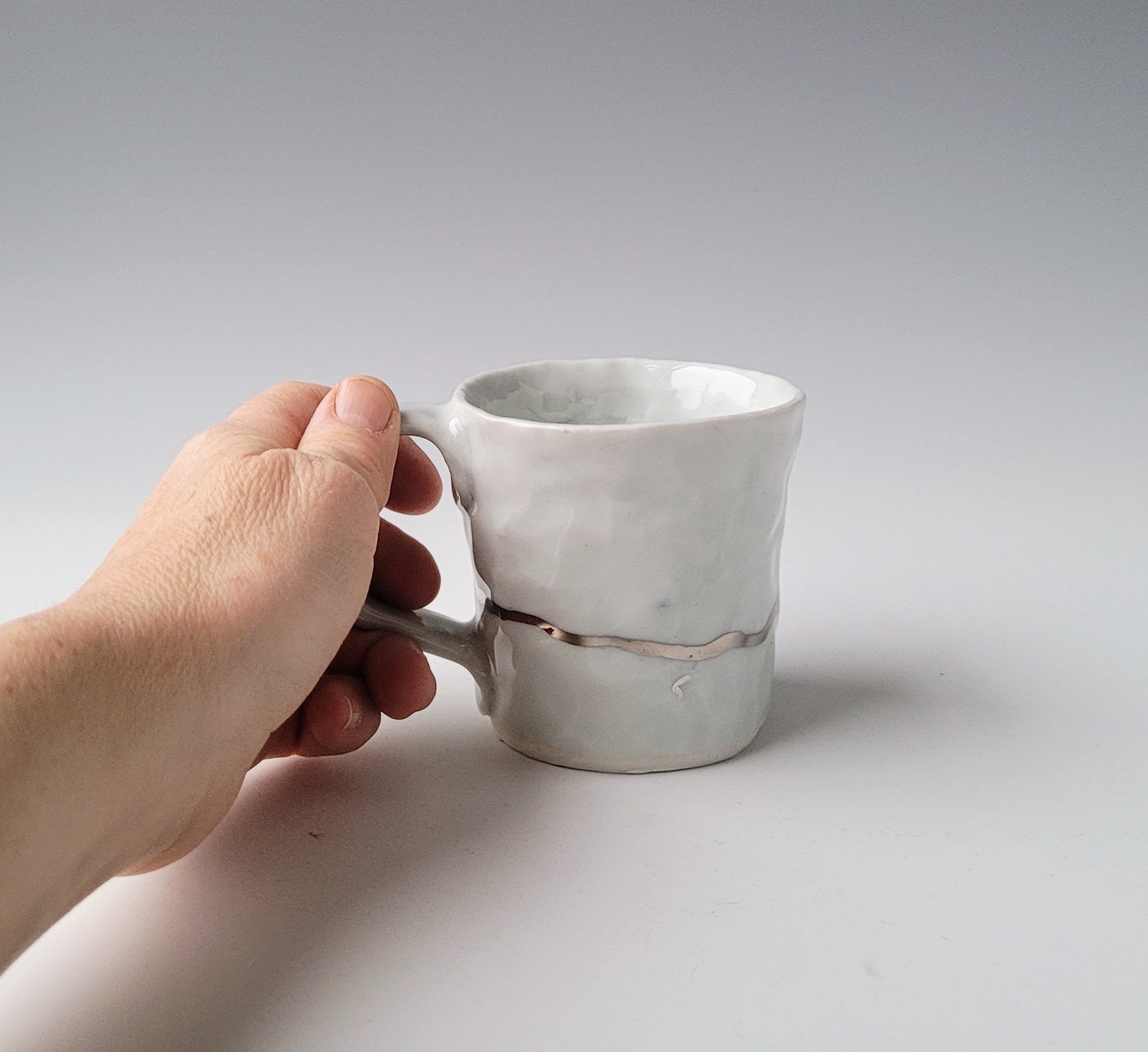 Mug With Clear Glaze and Silver Luster Line - Etsy