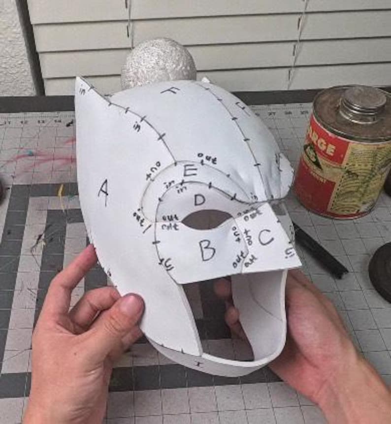 TEMPLATE - Dark Vigilante Hero Cowl - EVA Foam Cosplay Mask Pattern ...