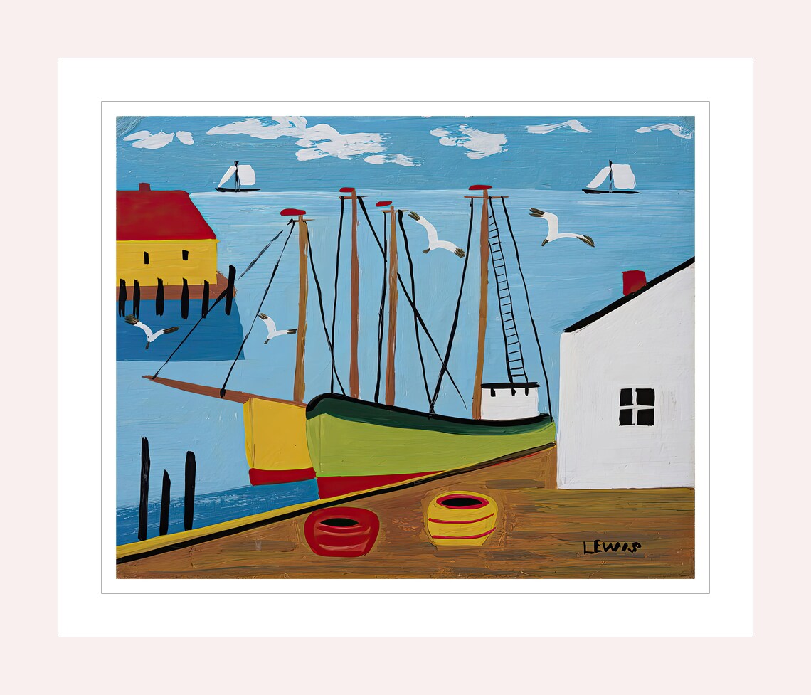 Maud Lewis - Boats and Barrels - Etsy