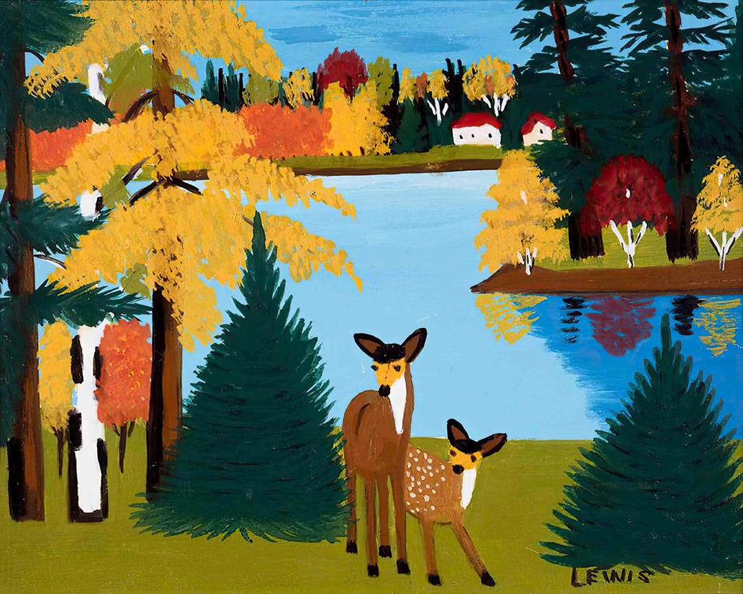 Maud Lewis - Fall Scene With Deer, 1950 - Etsy