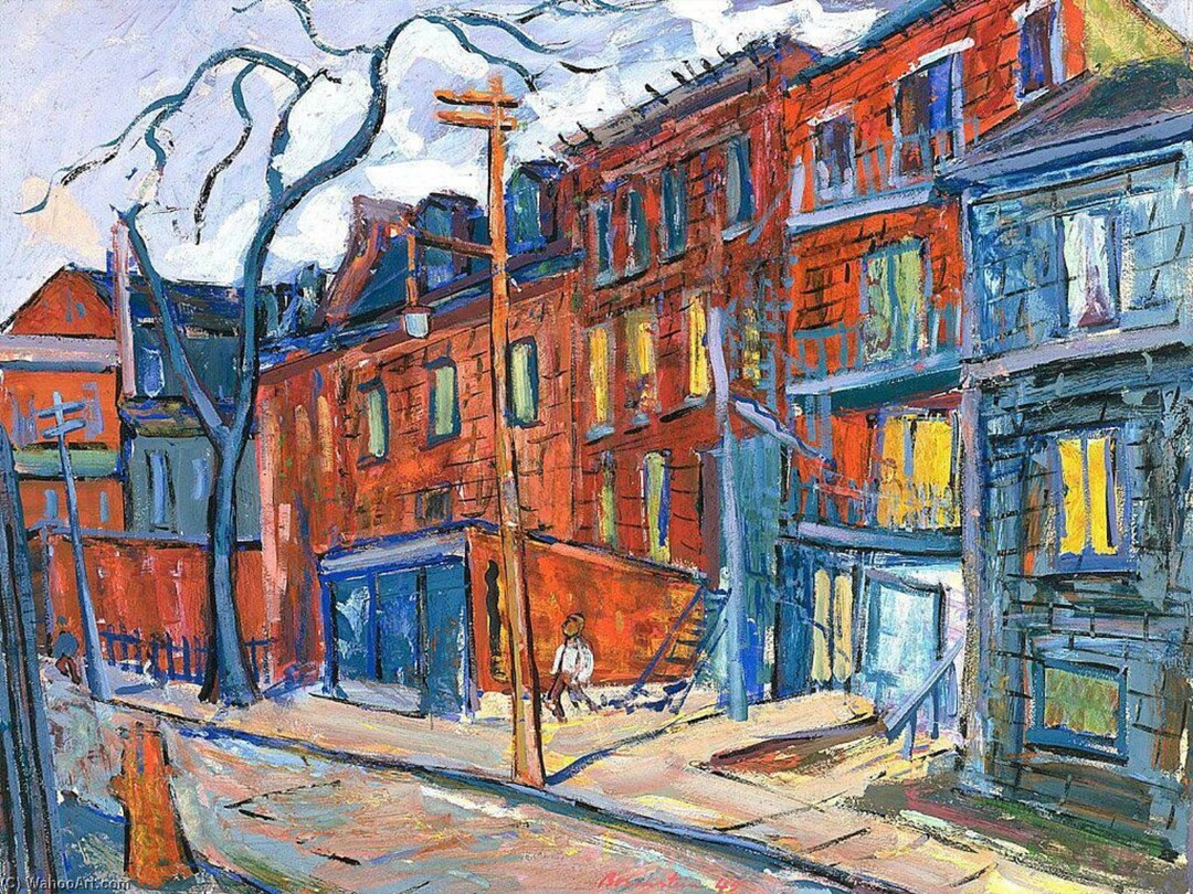 Historical Art - Sam Borenstein - Street in Montreal, 1945, Giclee ...