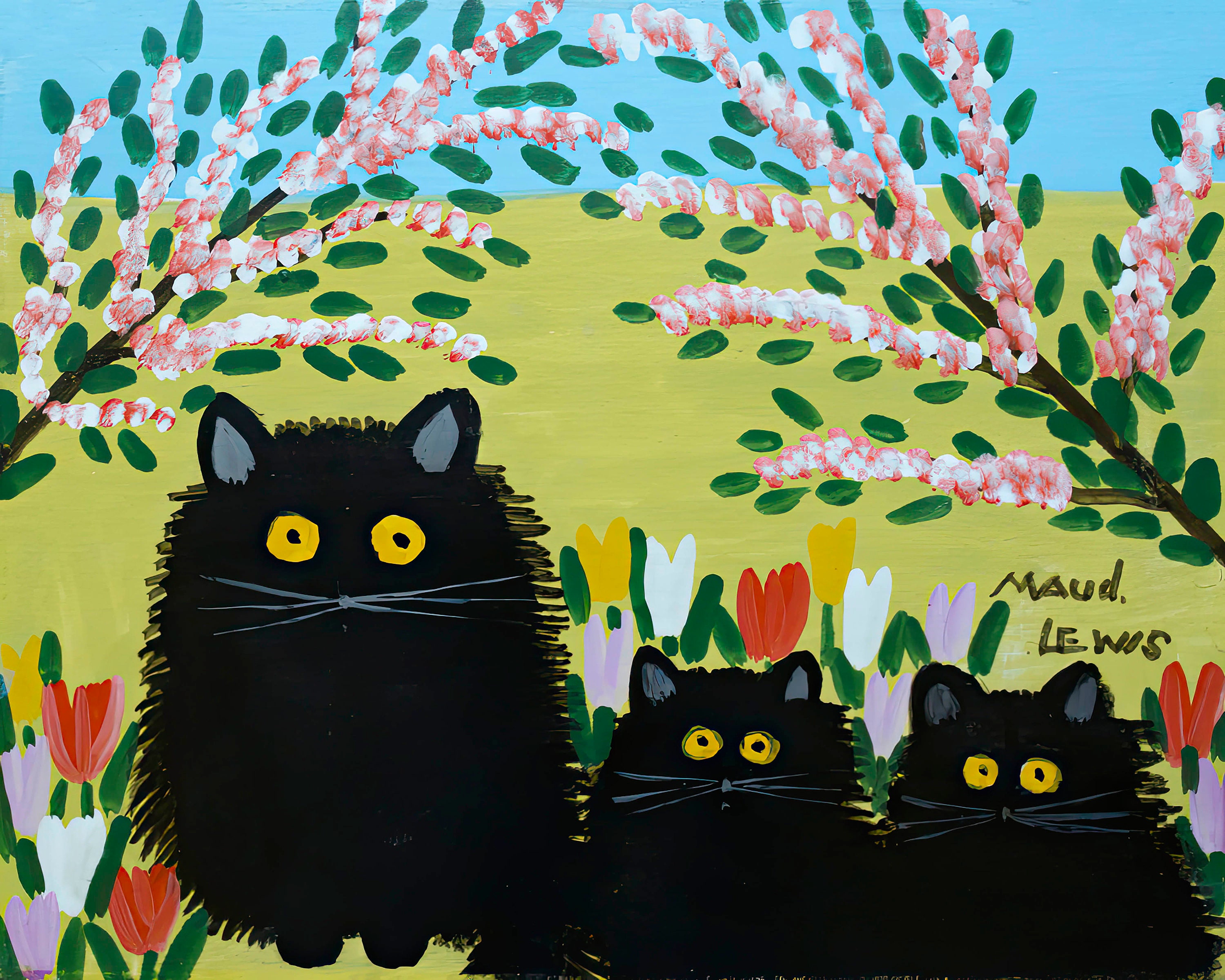 Maud Lewis - Three Black Cats, 1964 - Etsy Canada